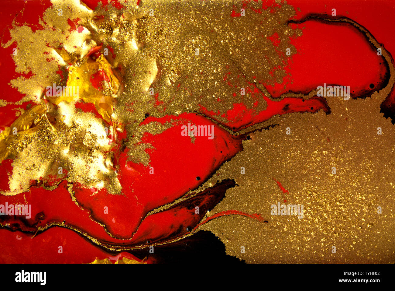 Red and gold marbling pattern. Golden marble liquid texture Stock Photo ...