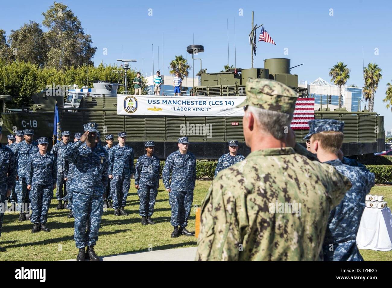 SAN DIEGO (Nov. 10, 2016) Sailors hand salute during the national ...