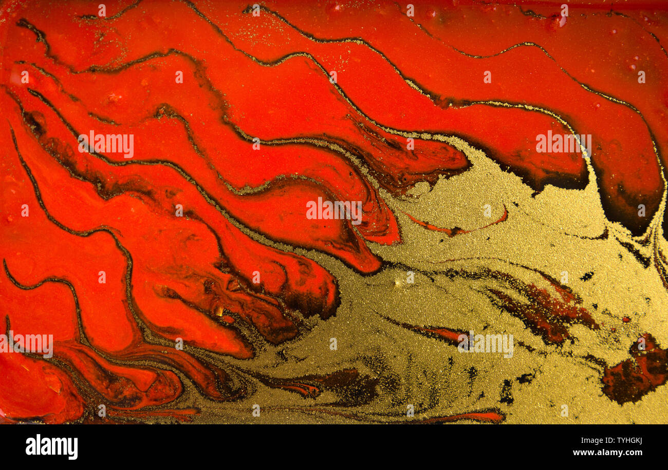 Red and gold marbling pattern. Golden marble liquid texture Stock Photo ...