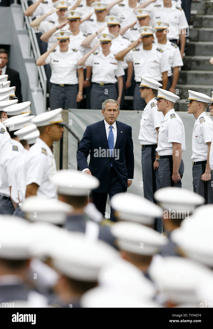President George W. Bush walks out after being introduced at Michie ...