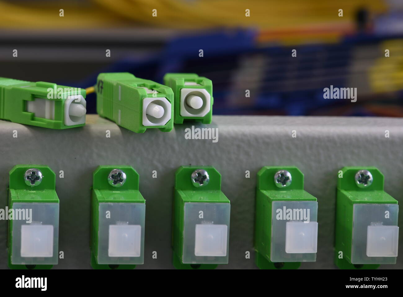 Optical Fiber Communication Distribution Panel Stock Photo - Alamy