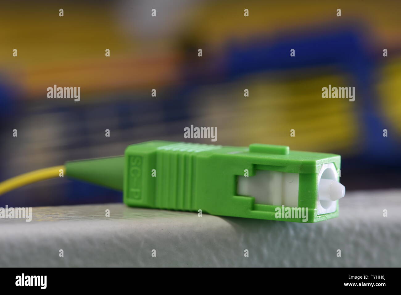 Fiber optic cable with SC plug Stock Photo - Alamy