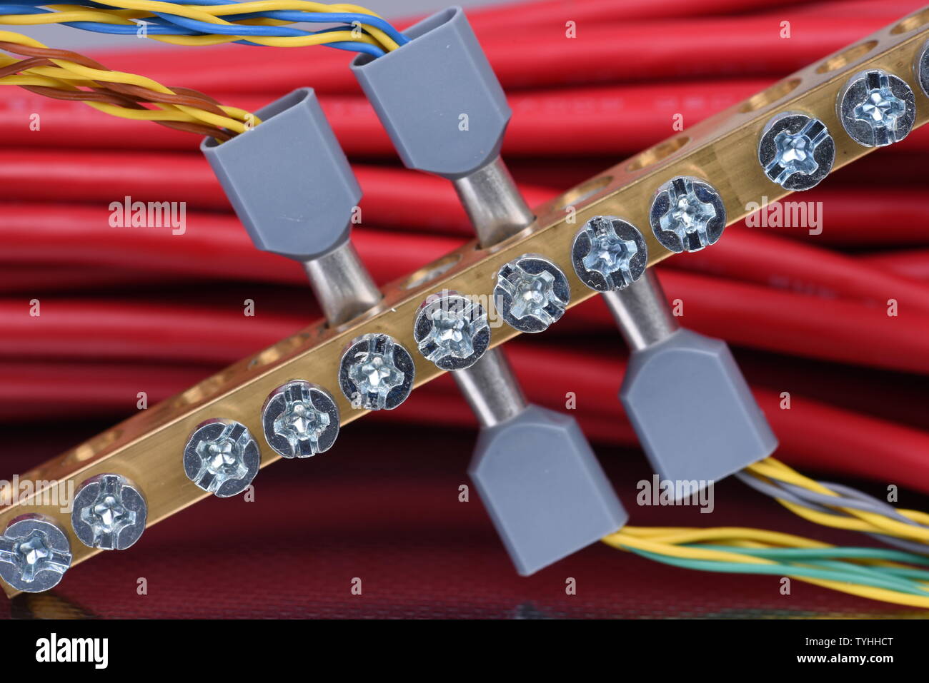Electric bus with cables and cable lugs Stock Photo - Alamy