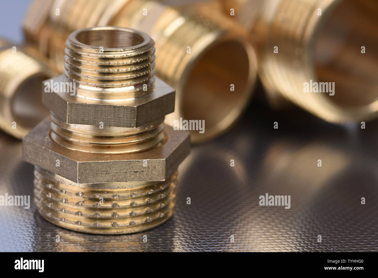 Threaded pipe fittings close-up Stock Photo - Alamy
