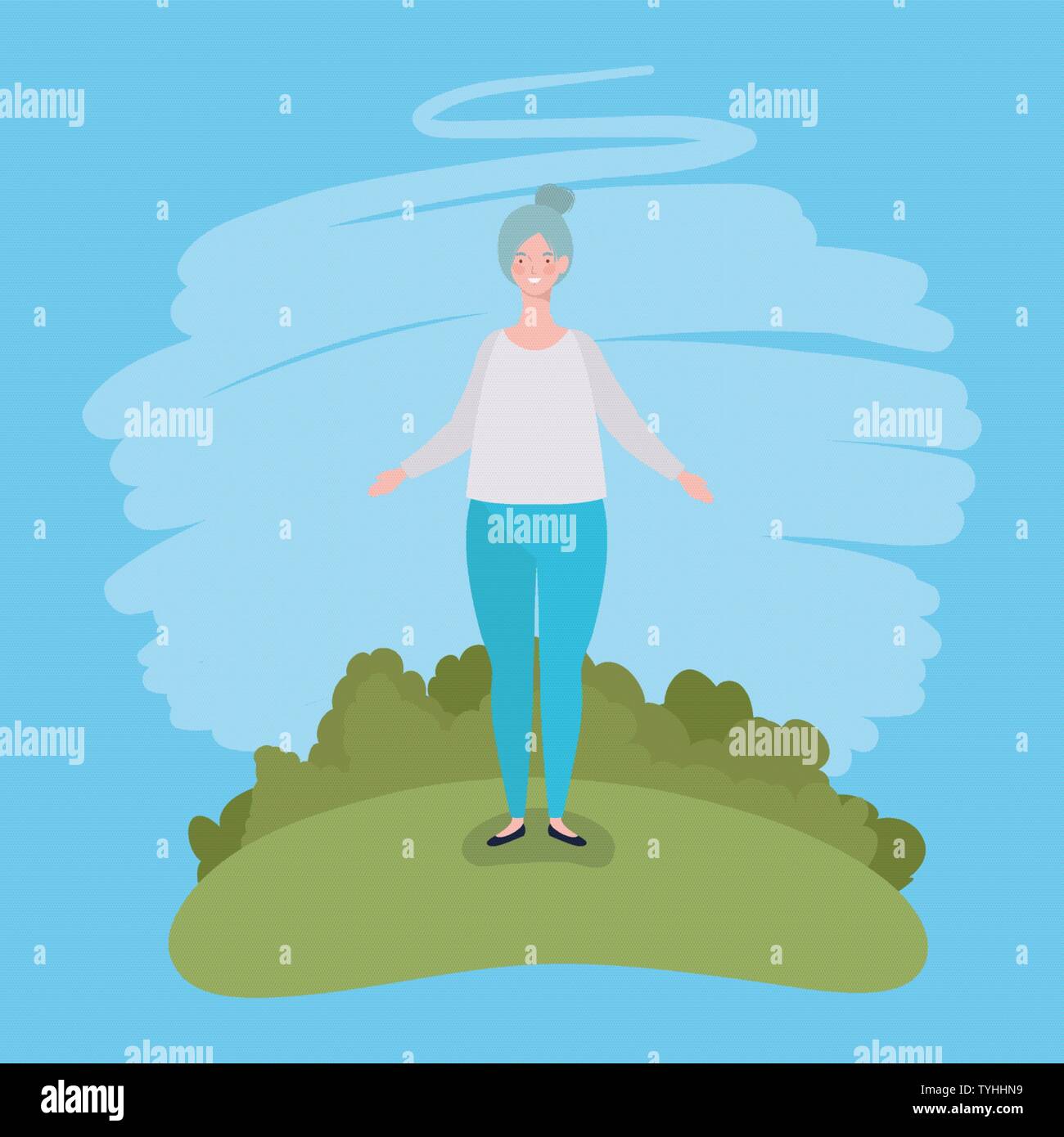 young fat woman standing in the camp Stock Vector Image & Art - Alamy