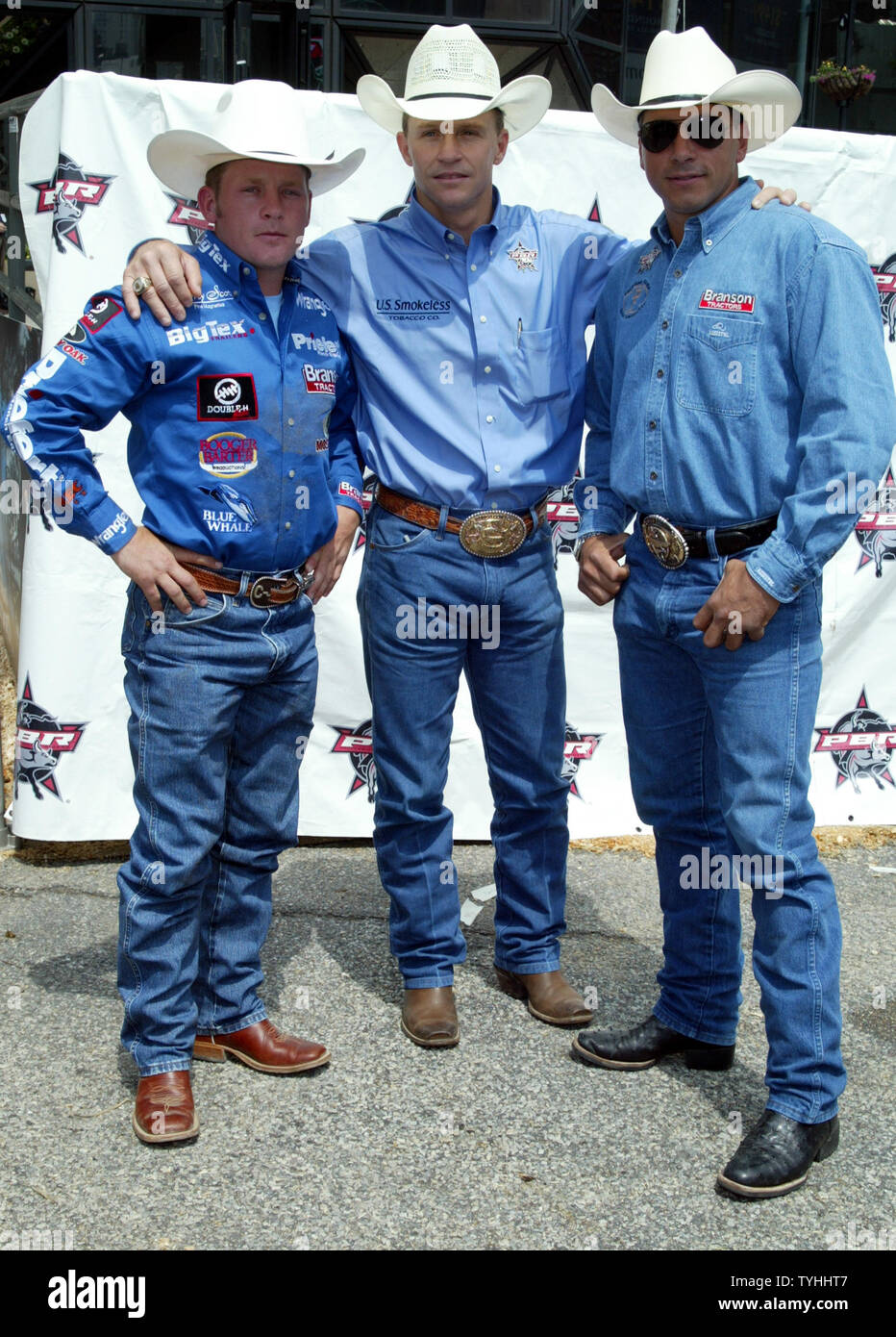Chris Shivers (left), Ty Murray and Adriano Moraes (right) attend the ...