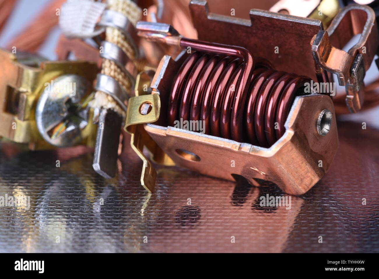 Copper element of electrical installation Stock Photo - Alamy