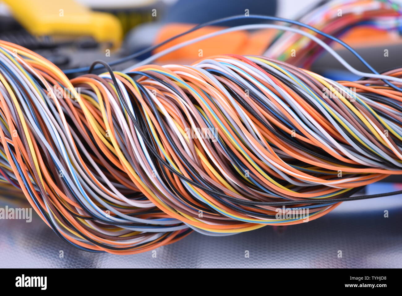 Swirl colored wire electrical and telecommunication network Stock Photo ...