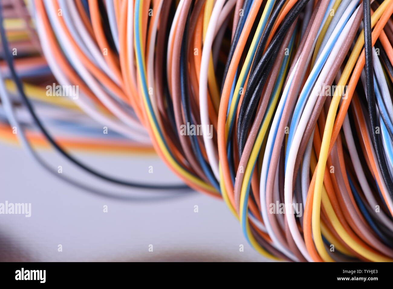 Swirl of electrical cables close-up Stock Photo - Alamy