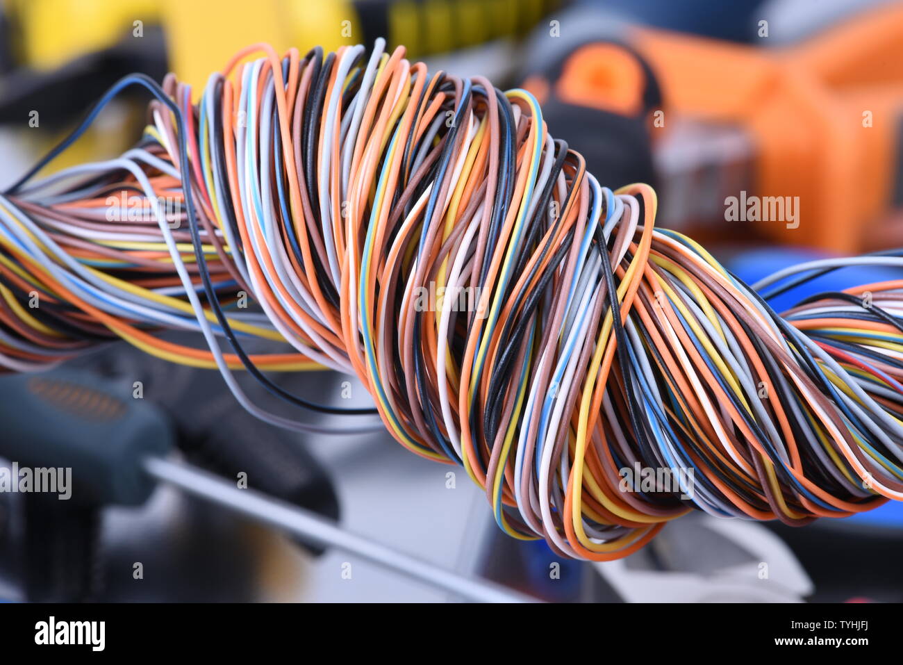 Swirl colored wire in electrical network Stock Photo - Alamy