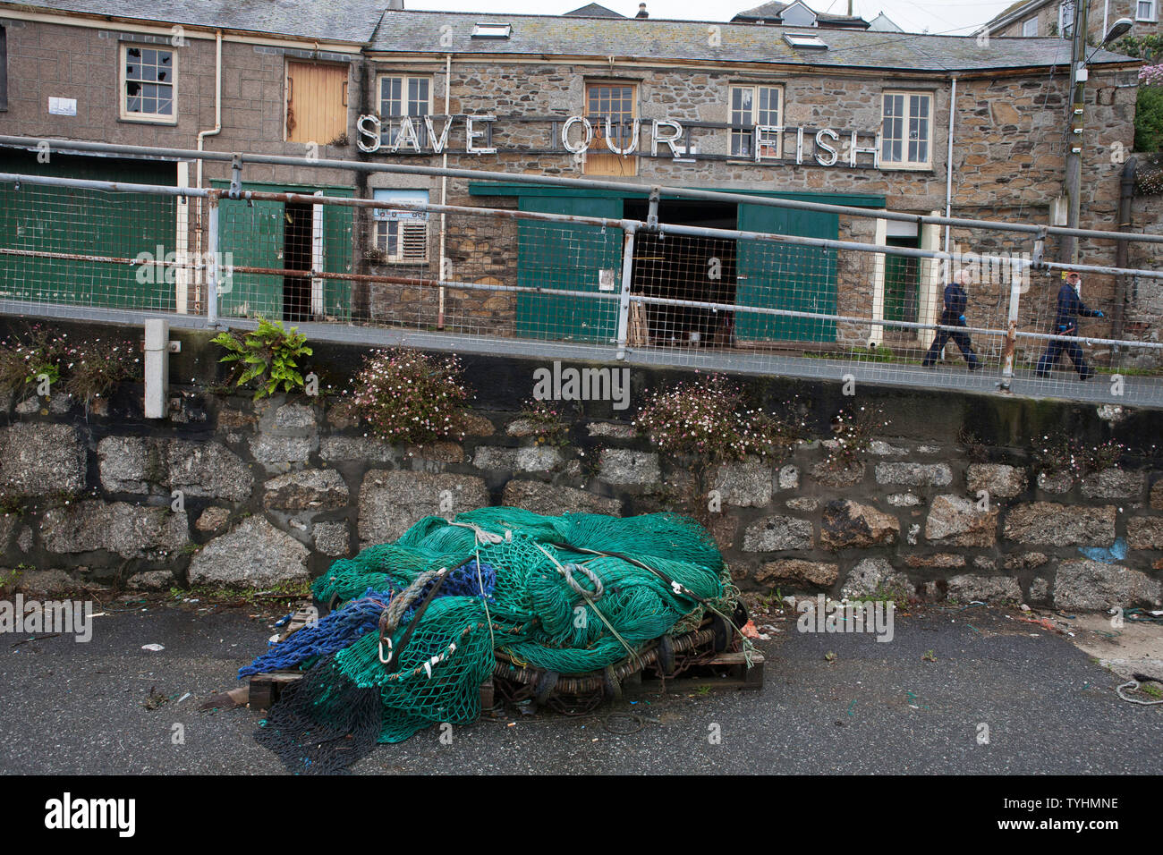 Save our fish sign on a quayside Cornwall, uk Stock Photo - Alamy