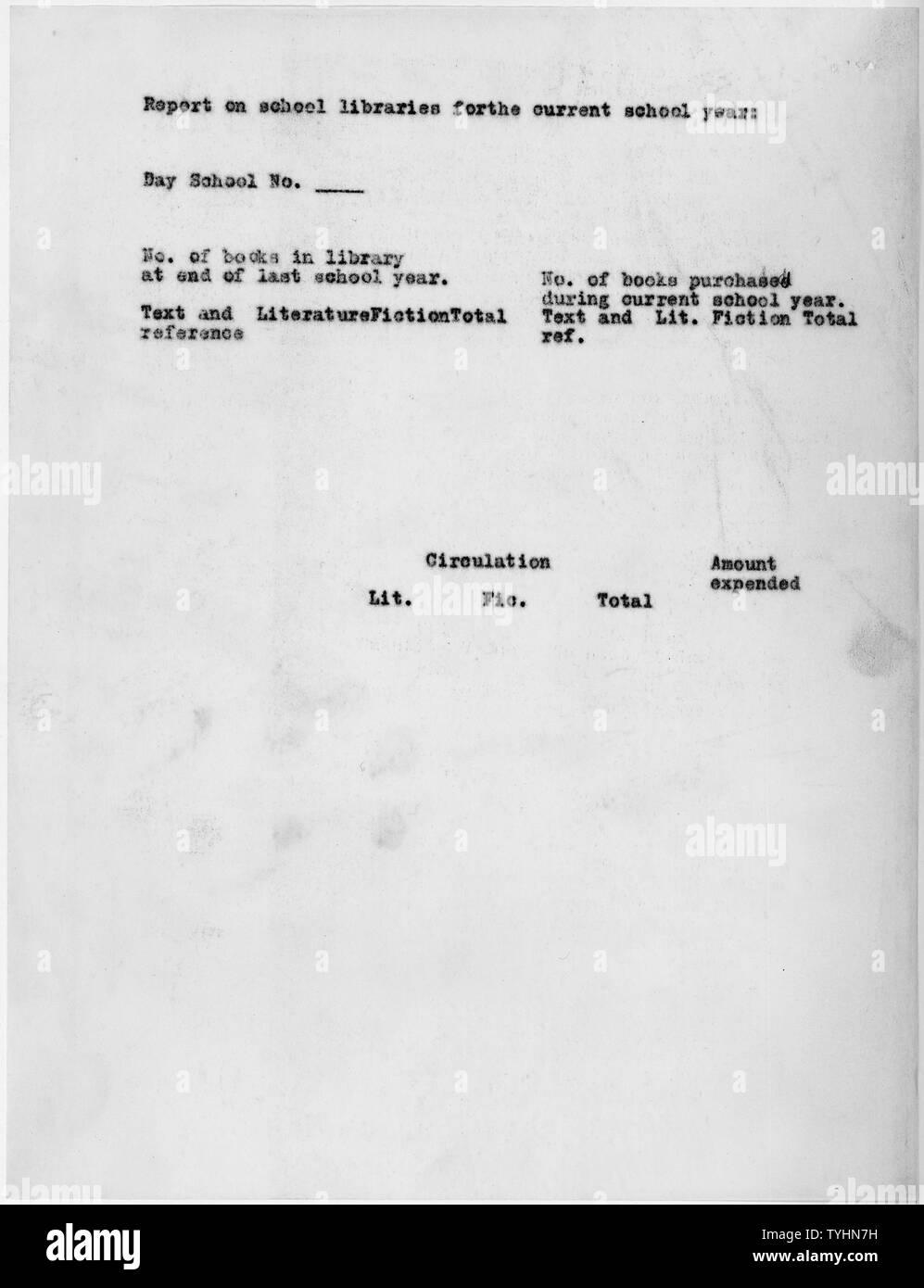 Report on school libraries for the current school year Stock Photo - Alamy