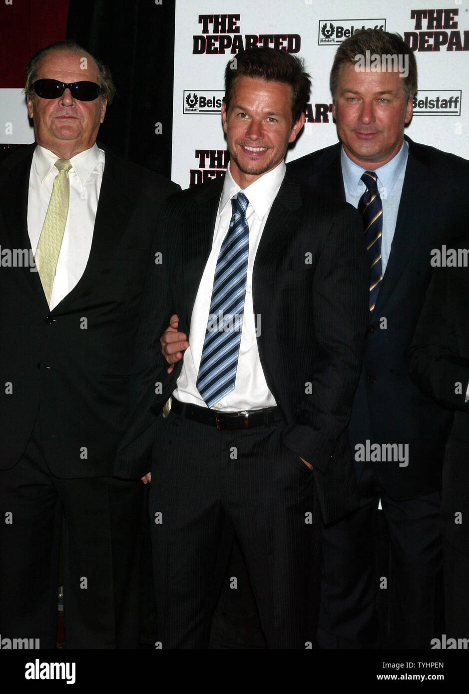 (left to right): Jack Nicholson, Mark Wahlberg and Alec Baldwin arrive ...