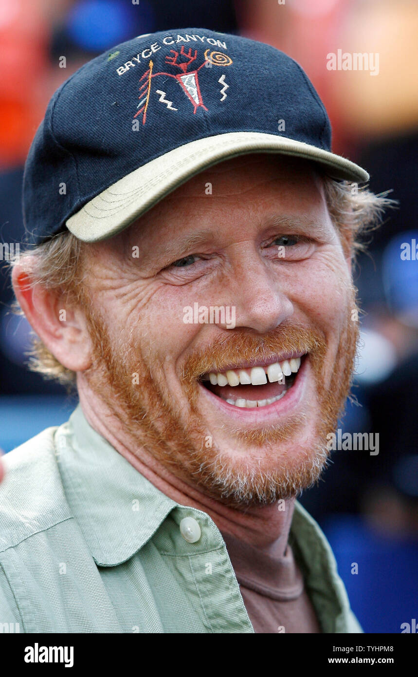 Director Ron Howard talks to reporters from the seats at Shea Stadium ...