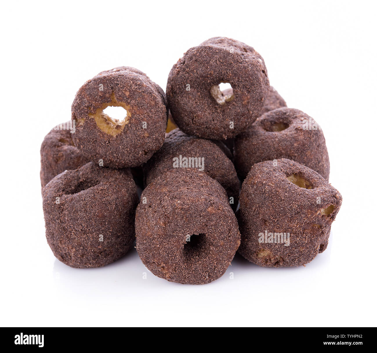 Crunchy corn chocolate snacks on a white background Stock Photo - Alamy