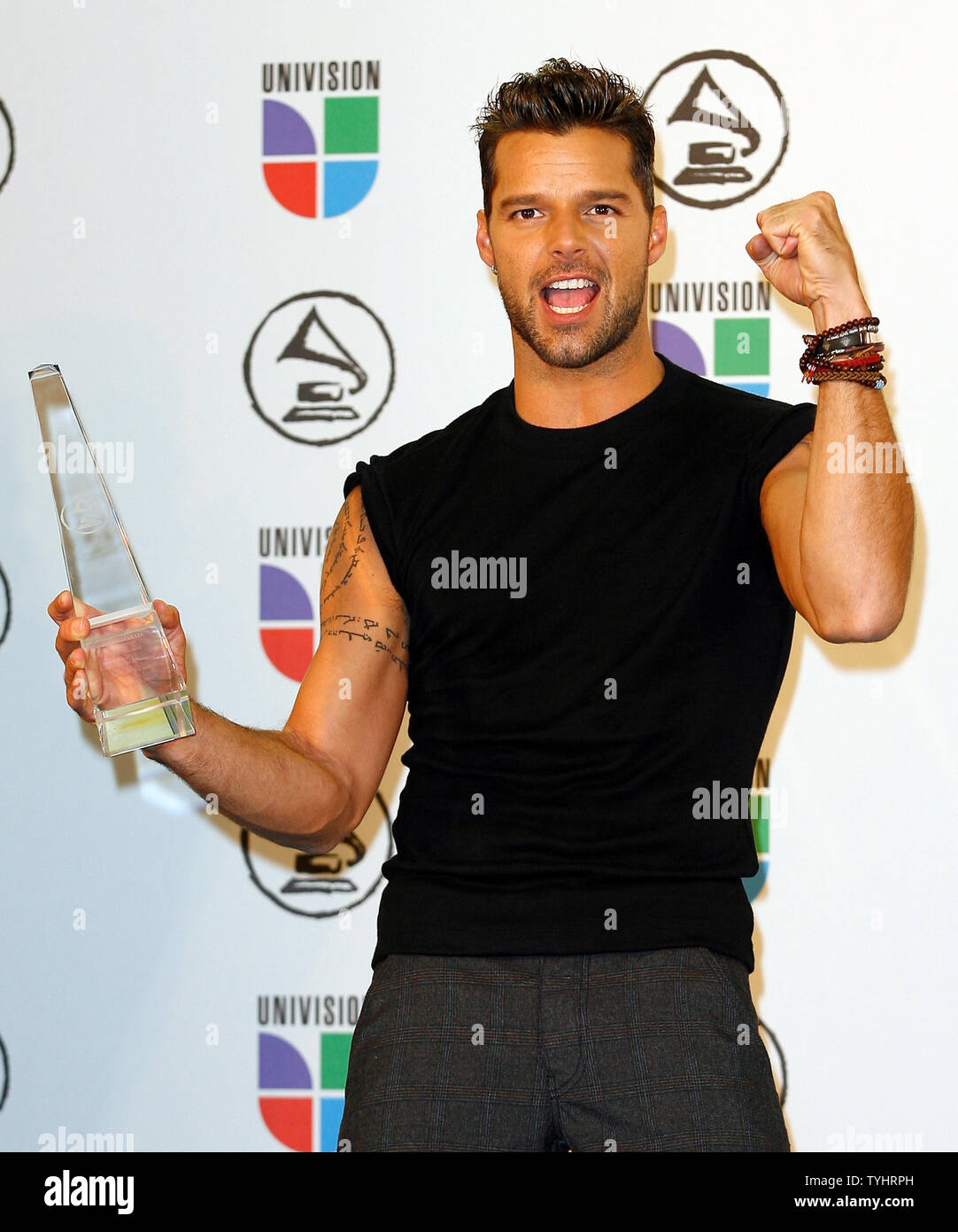 Ricky Martin appears back stage for pictures with his Latin Recording ...