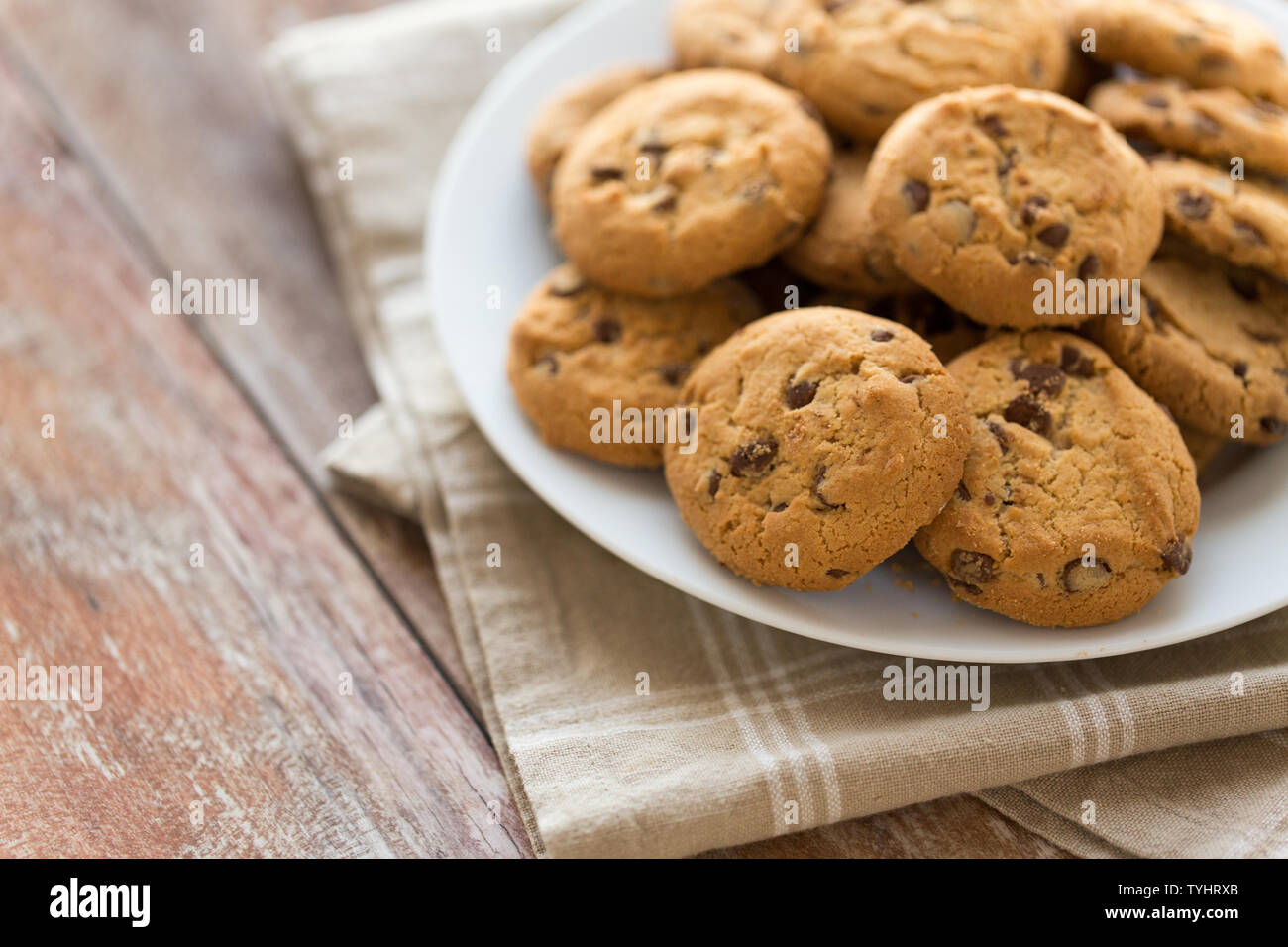 close up of oatmeal cookies on plate Stock Photo - Alamy