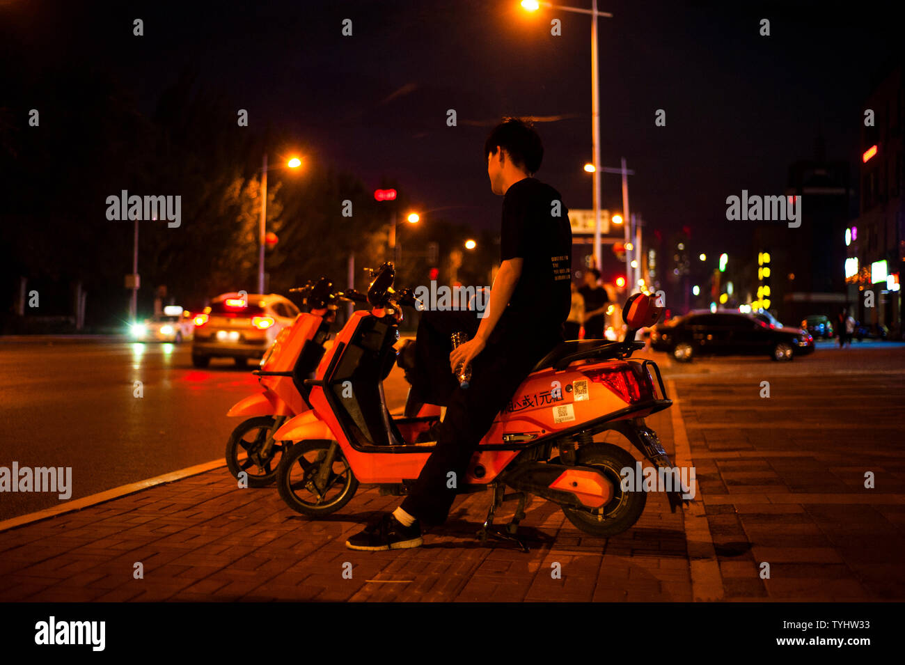 A night with a flaming light Stock Photo - Alamy