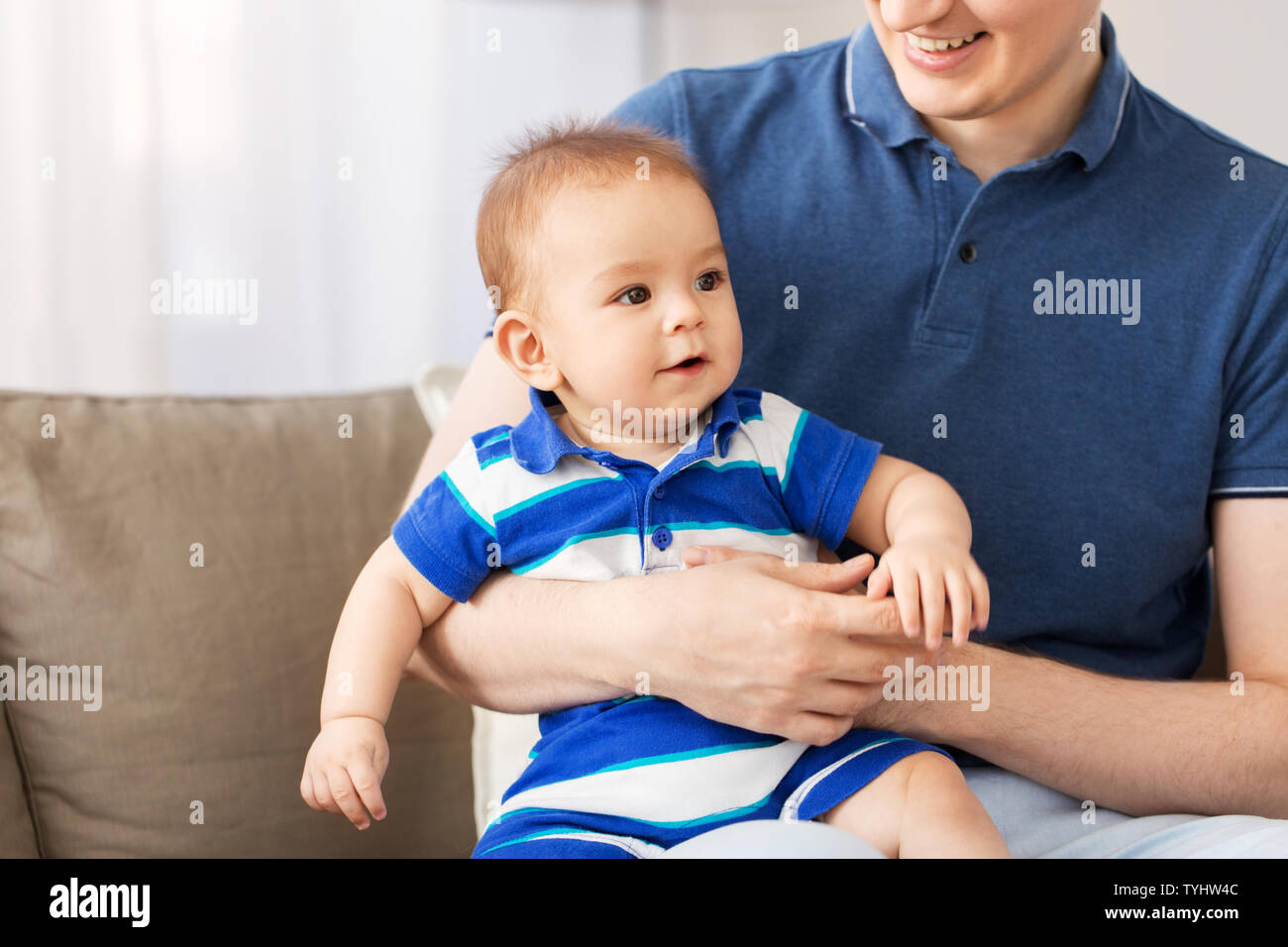 happy baby son with father at home Stock Photo - Alamy