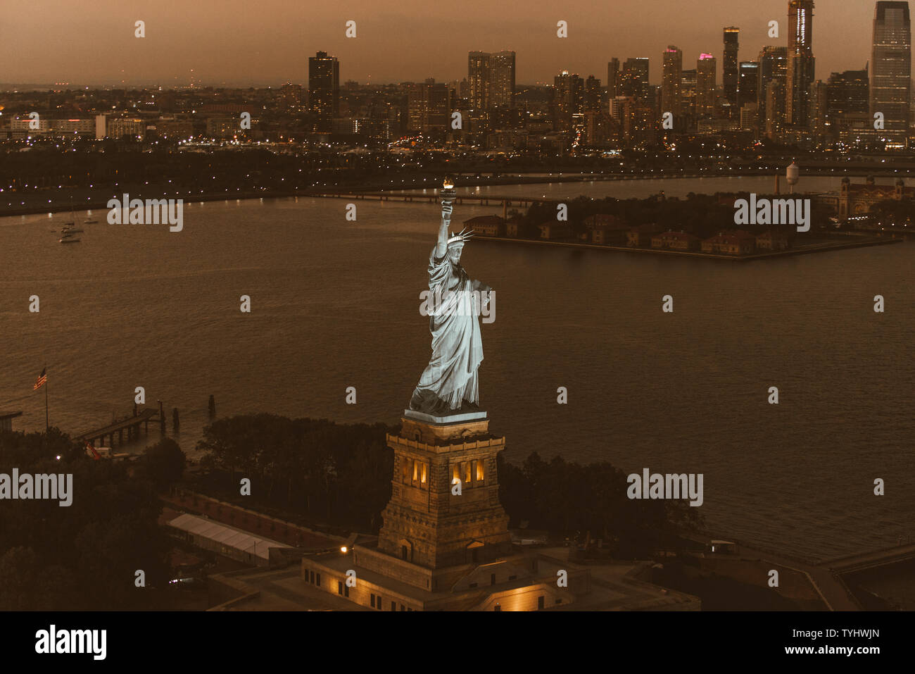 Statue of Liberty from above, New York - View of NY landmarks from ...