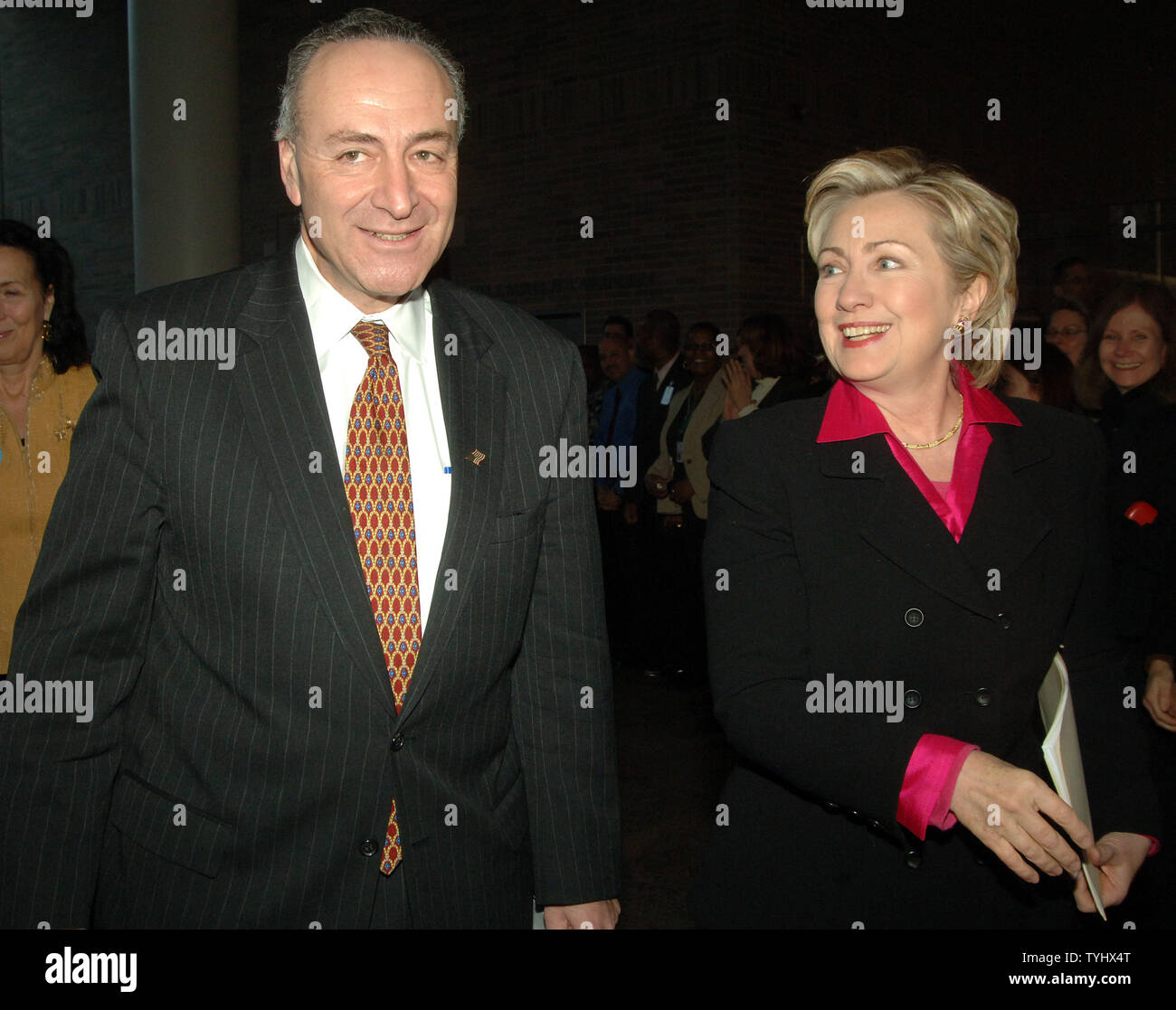New York Senators Charles Schumer and Hillary Rodham Clinton attend a ...