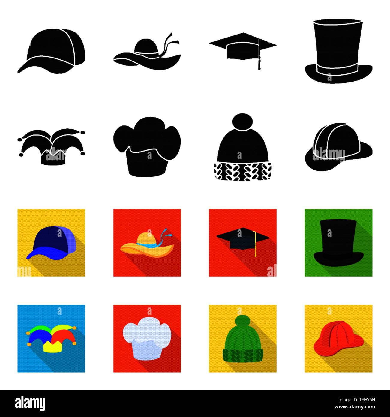 Vector design of clothing and cap sign. Set of clothing and beret ...