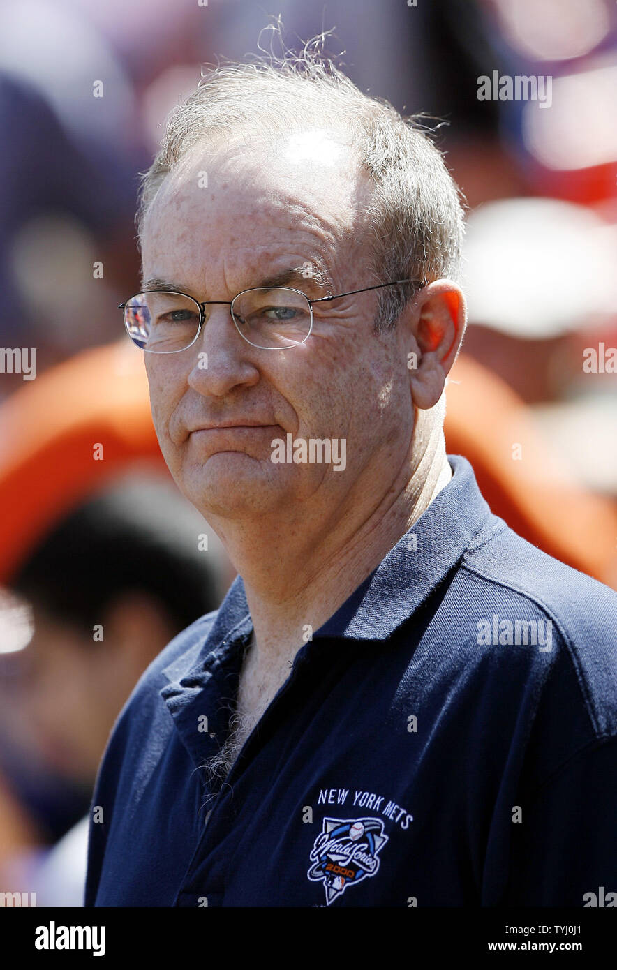 Bill O'Reilly stands on the field before the game at Shea Stadium in ...