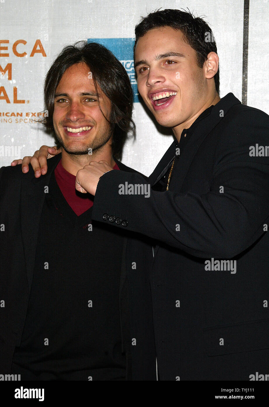 Gael Garcia Bernal (left) and Julio Cesar Chavez Jr. arrive for the ...