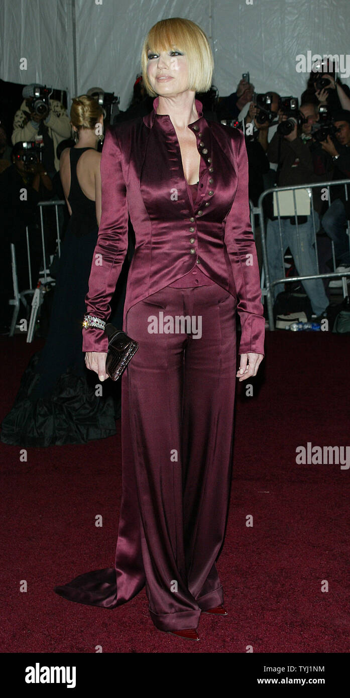 Ellen Barkin arrives at the Costume Institute Gala Celebrating Poiret ...