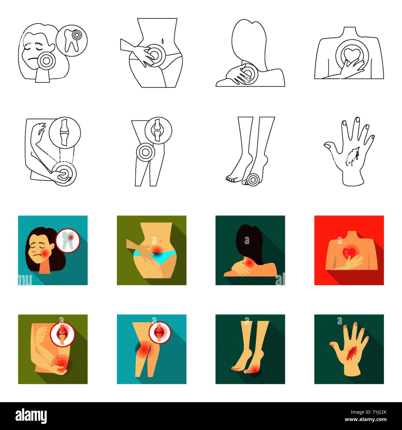 Vector design of hospital and rendering symbol. Set of hospital and ...