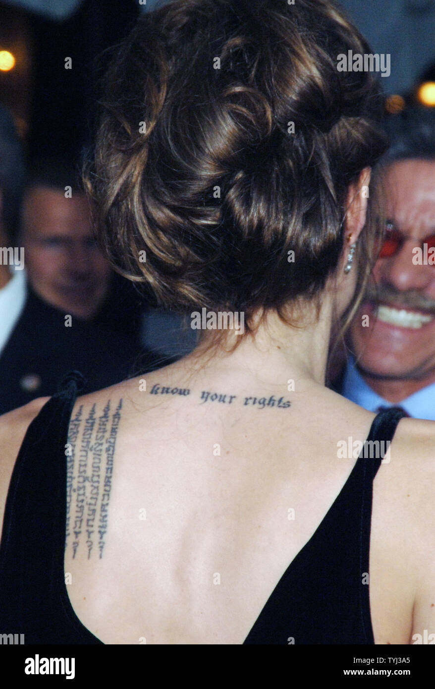 "Know Your Rights" is one of the many tatoos on the body of actress ...