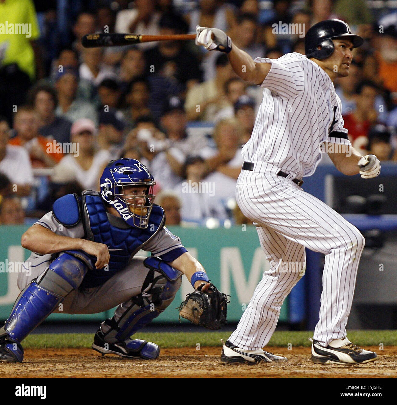 Kansas City Royals catcher John Buck watches New York Yankees Johnny ...