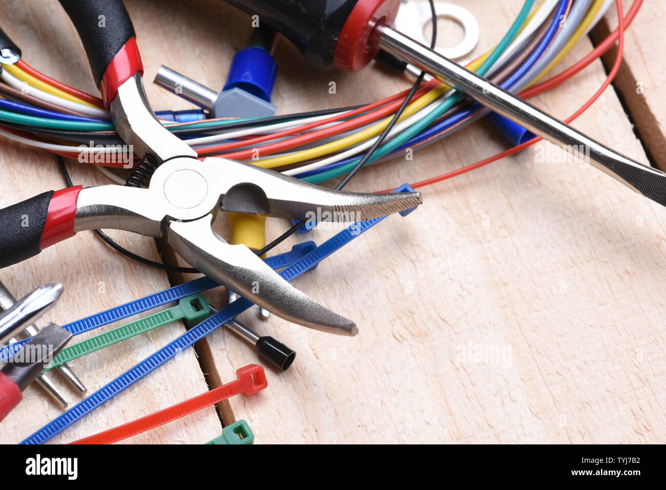 Tools for electrician and cables Stock Photo - Alamy