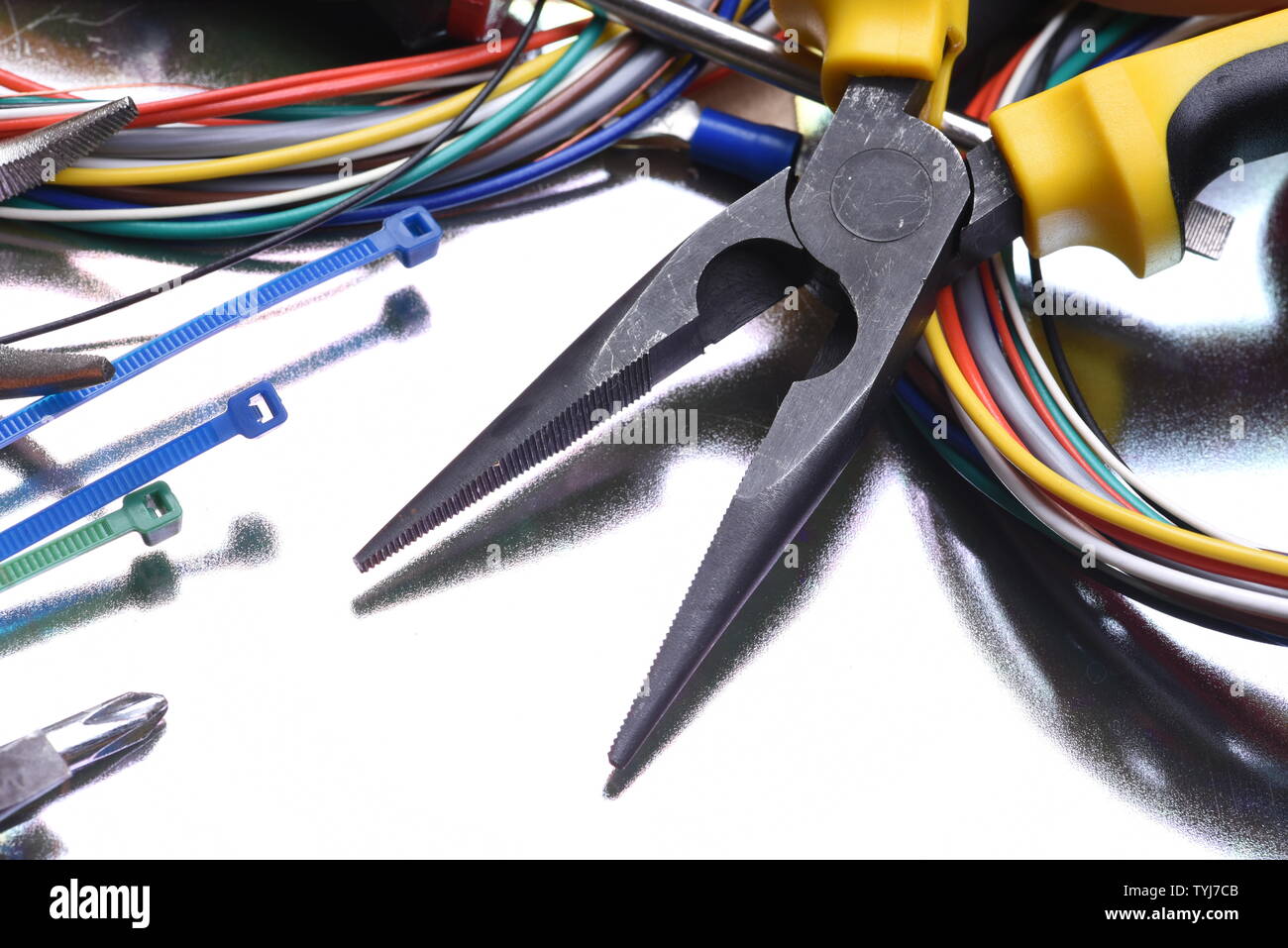 Tools for electrician and cables Stock Photo - Alamy