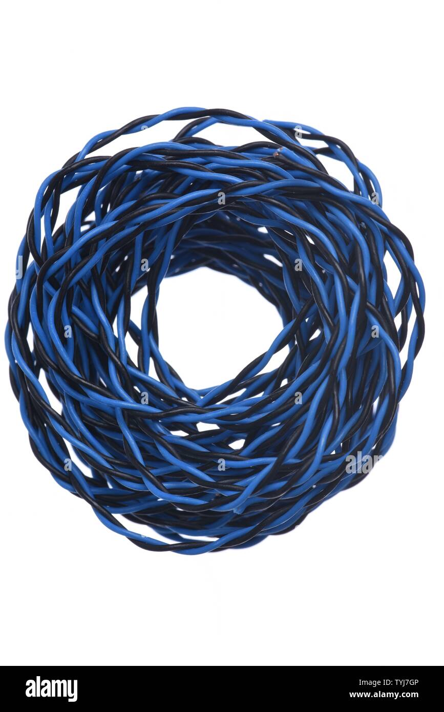 Rolled electrical wire isolated on white background Stock Photo - Alamy