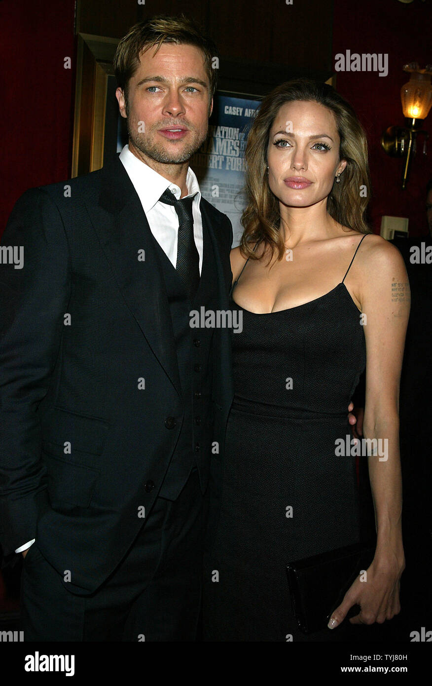 Brad Pitt and Angelina Jolie arrive for the premiere of his new movie "The Assassination of ...