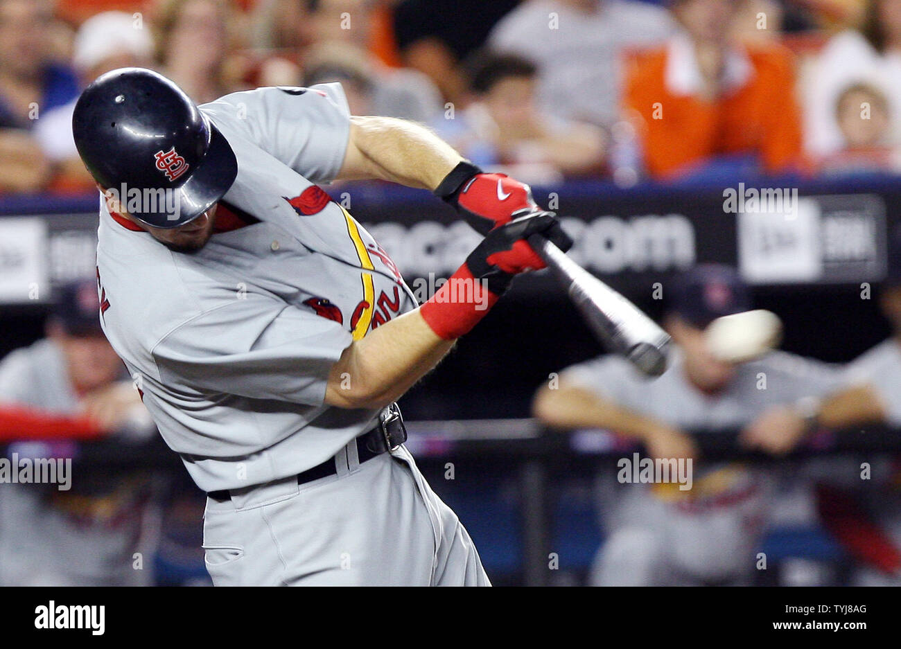 St. Louis Cardinals Ryan Ludwick hits an RBI single in the third inning ...