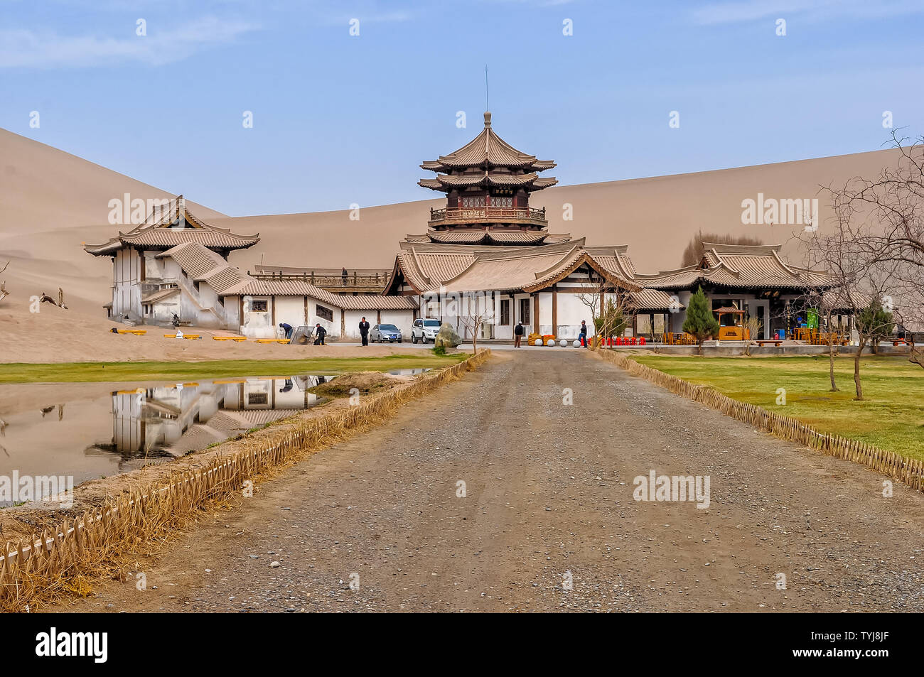 Crescent Spring in Mingsha Mountain, Dunhuang, Gansu Province Stock ...