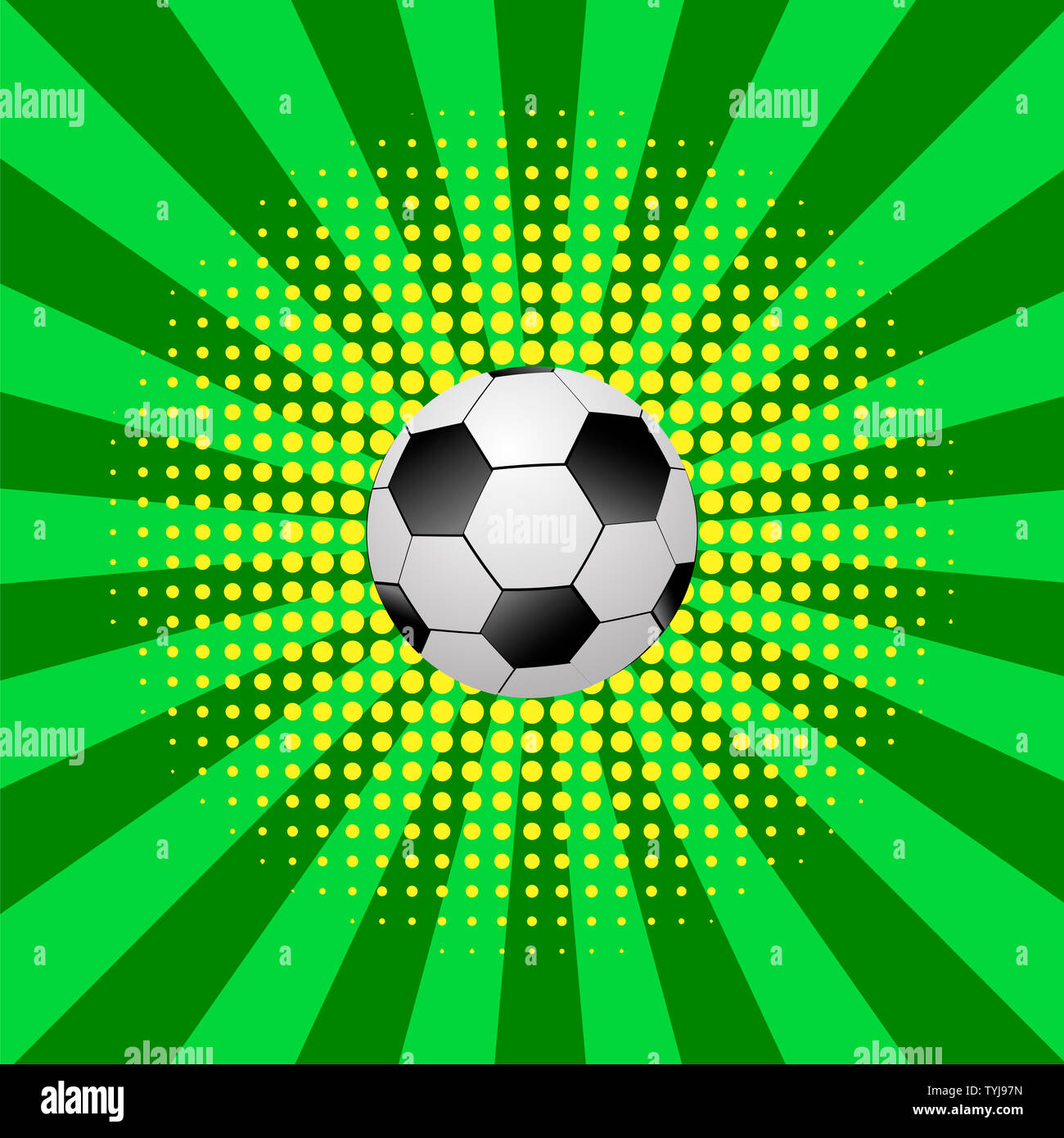 Football Ball Icon on Halftone Green Yellow Background Stock Photo - Alamy