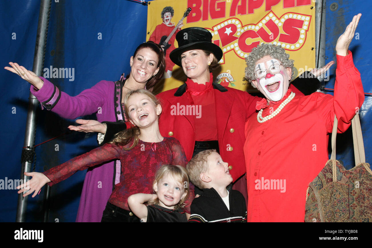 Actress Marcia Gay Harden (C) is joined by ringmaster Carrie Harvey (L ...