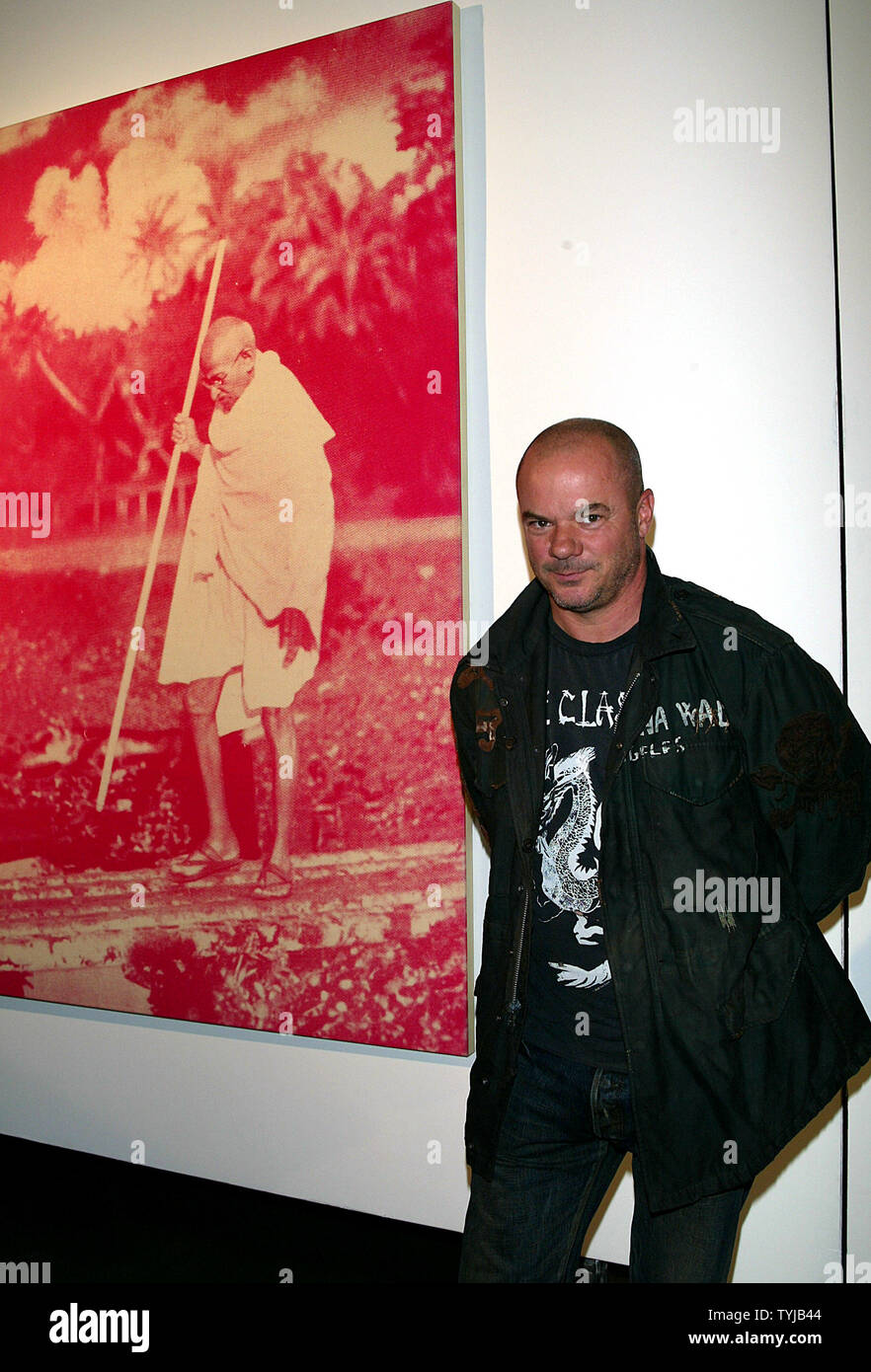 Artist Russell Young arrives for the opening reception of his new solo ...