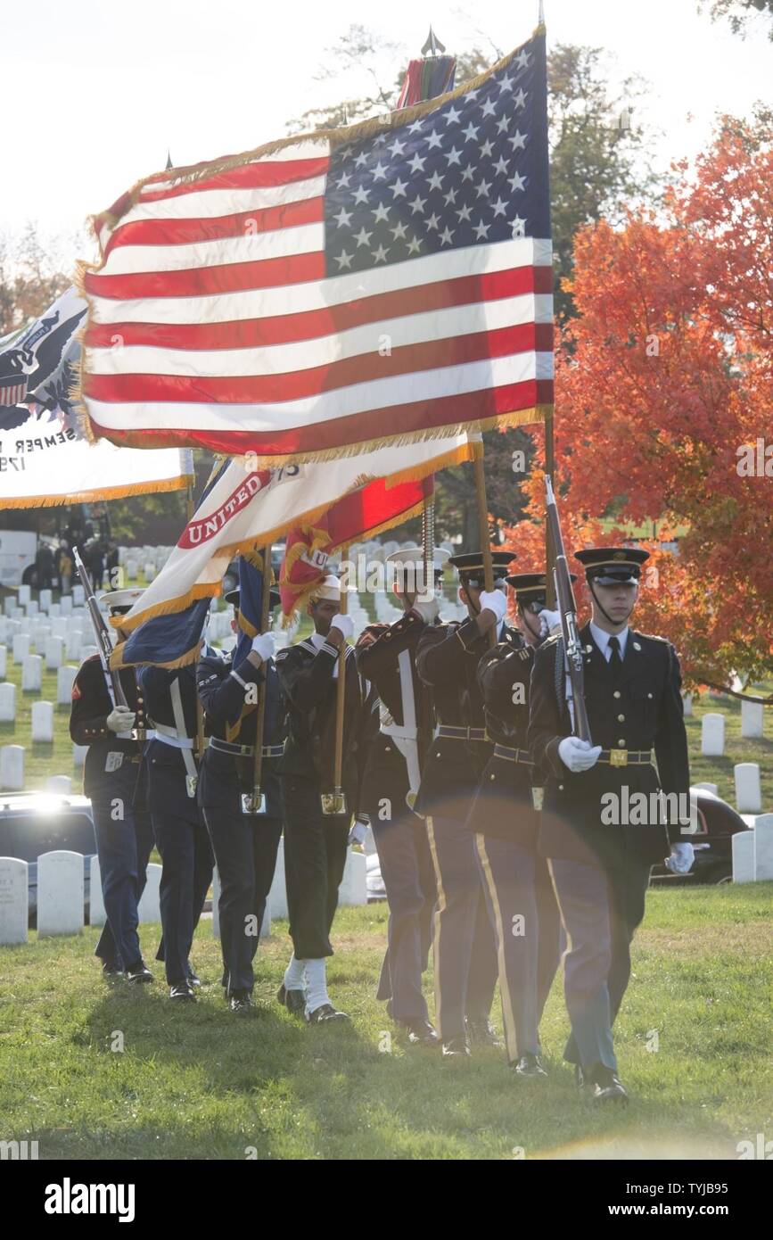 The Joint Armed Forces Color Guard participates in a memorial service ...