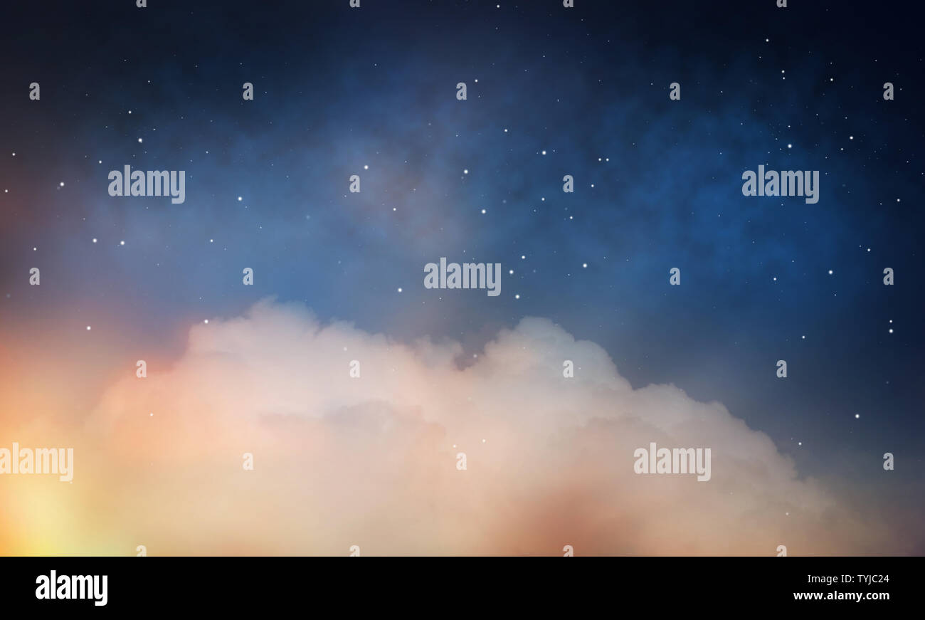 starry night sky with clouds Stock Photo - Alamy