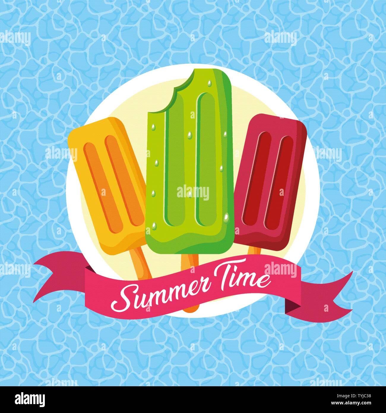 summer time sweet popsicles pool background vector illustration Stock ...