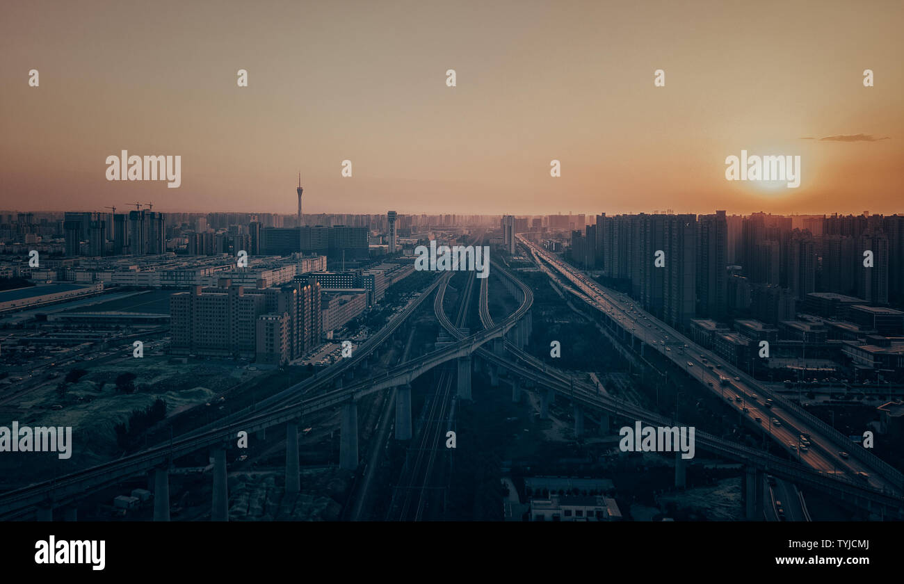 The city pulled by the train Stock Photo - Alamy