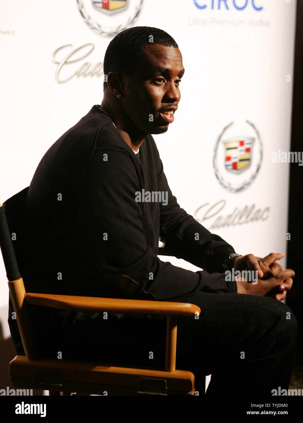 Sean Combs gives an interview backstage before the Sean John fashion ...