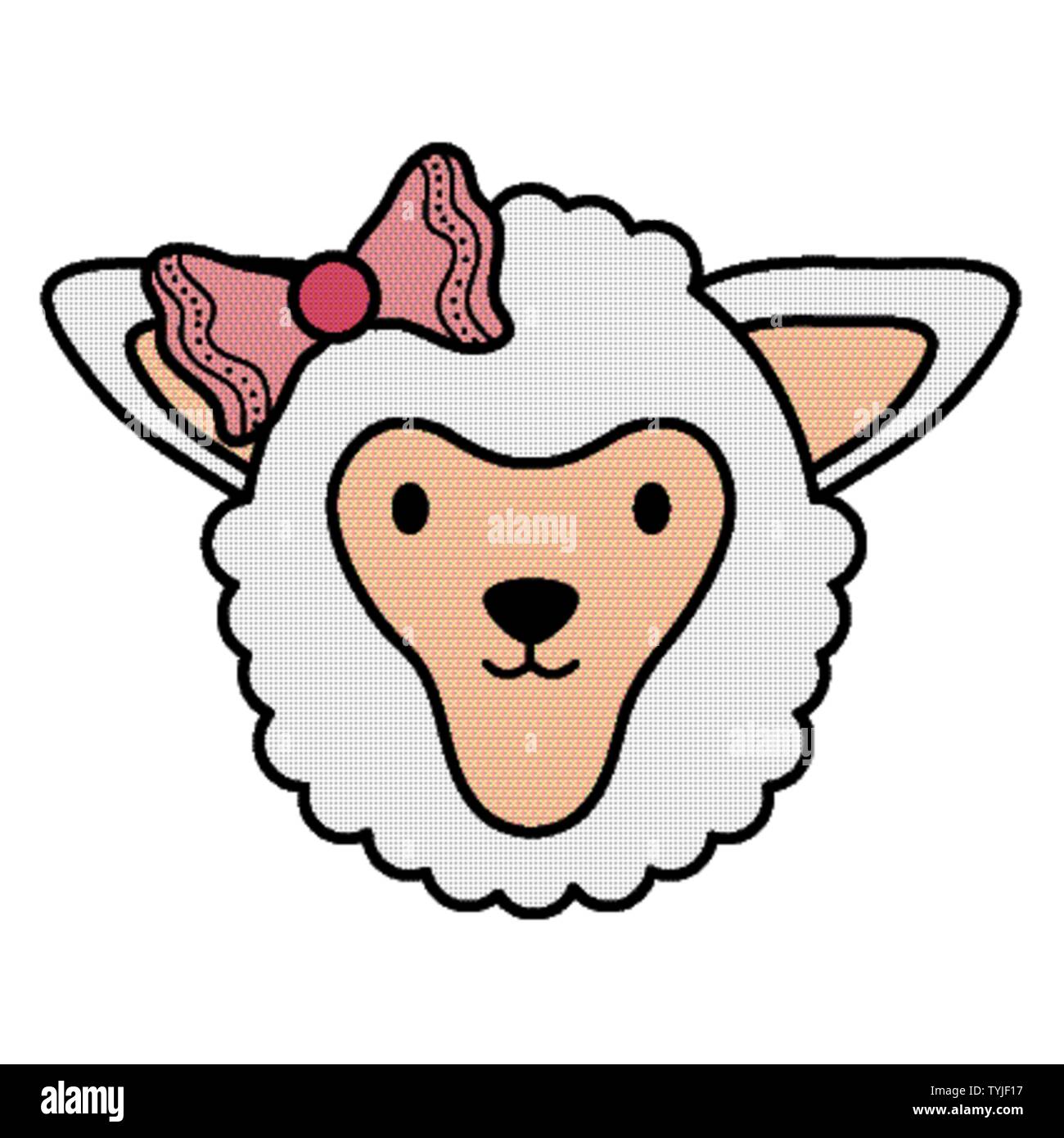 cute female sheep childish character vector illustration design Stock ...