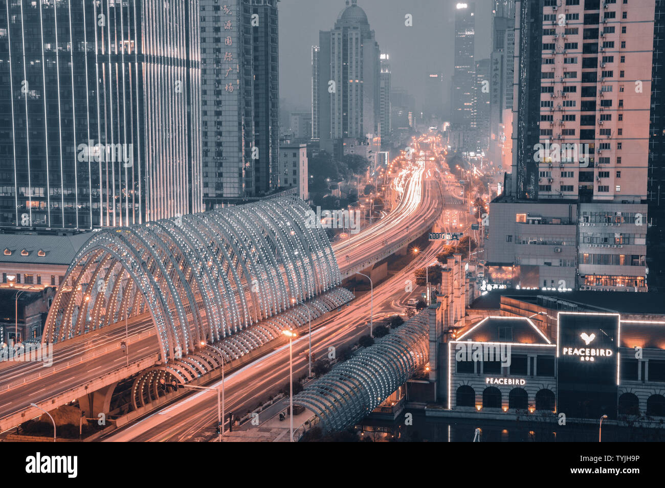 Commercial street design technology road road evening hi-res stock ...