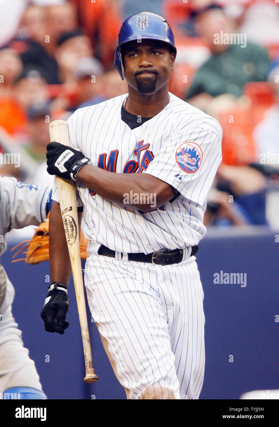 New York Mets Carlos Delgado reacts after striking out in the sixth ...