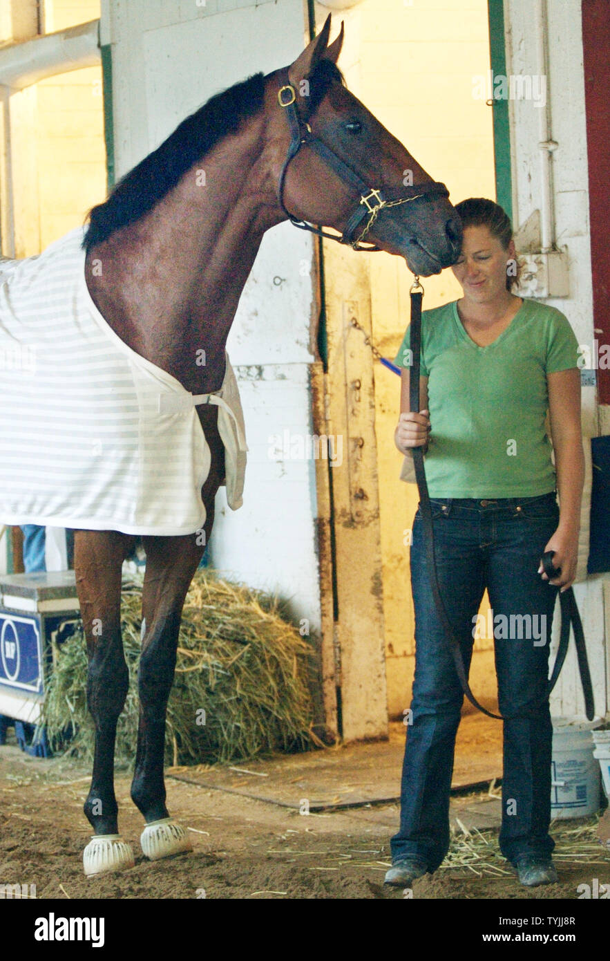 Triple crown hopeful Big Brown and exercise rider Michelle Nevin cool ...